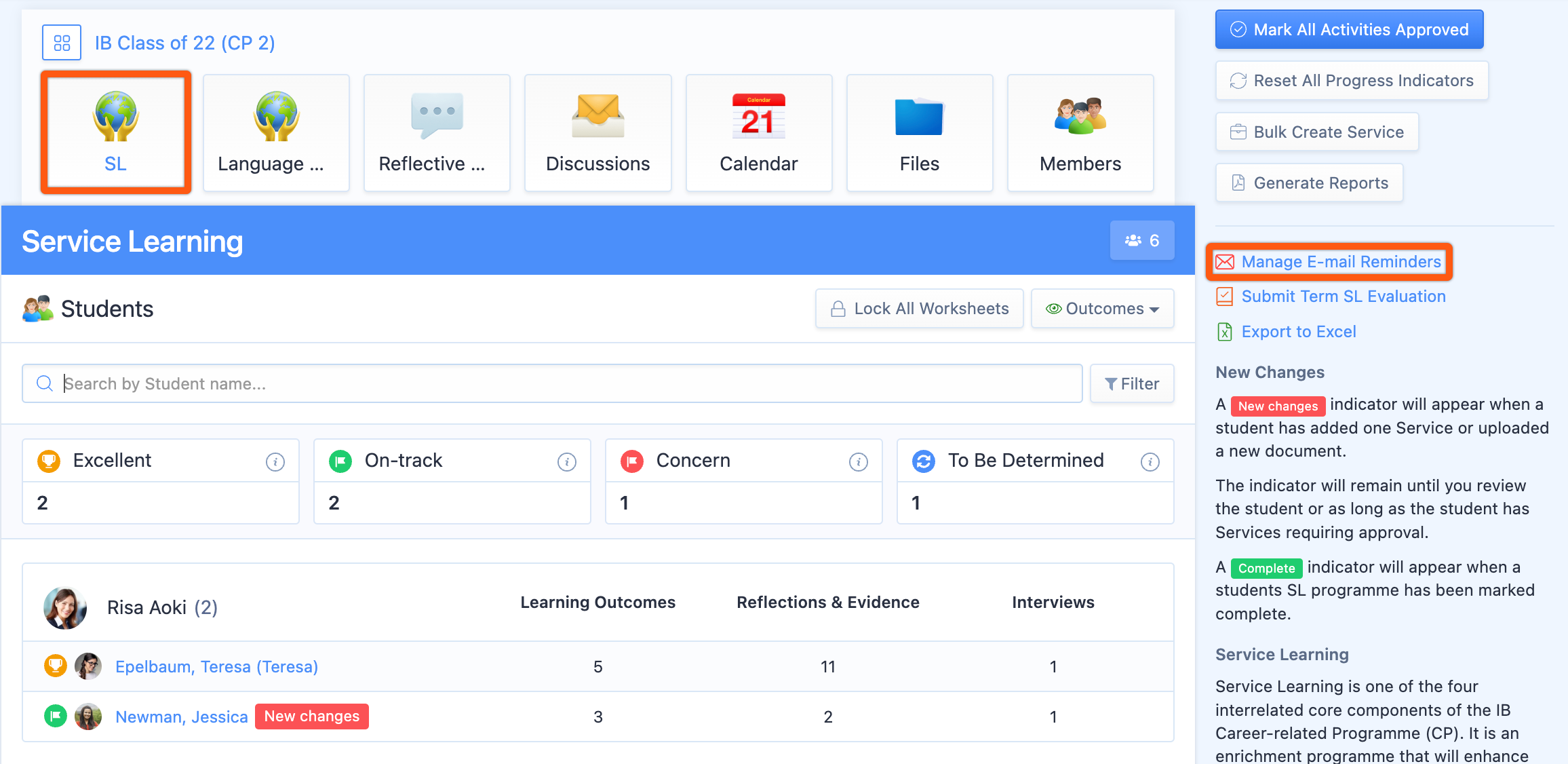 Configuring & Enabling Service Learning (SL) Worksheets – ManageBac