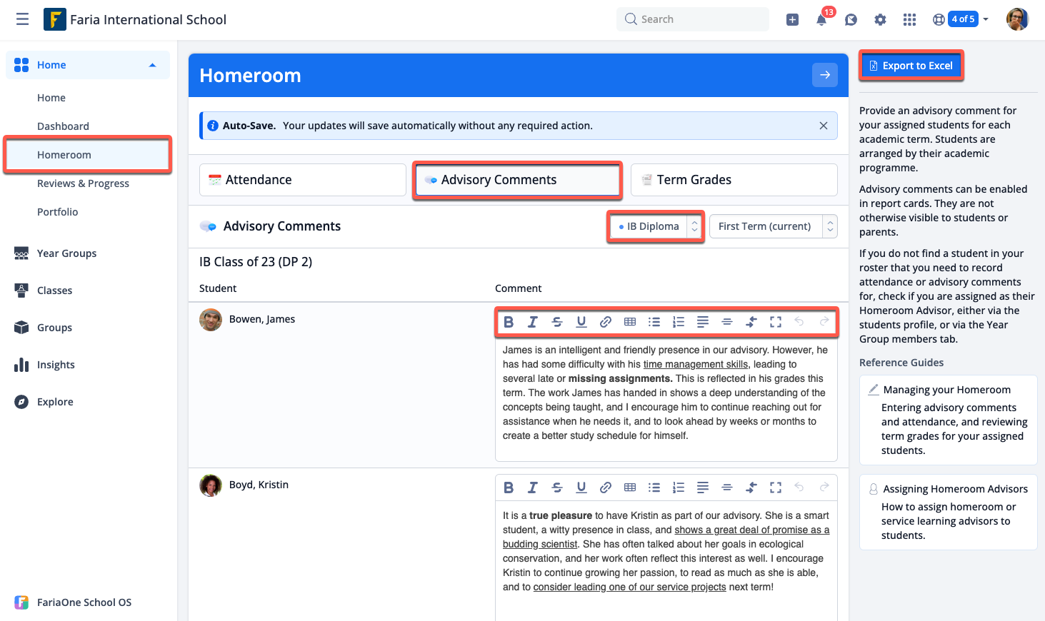Assigning Homeroom Advisors – ManageBac+ Help Centre