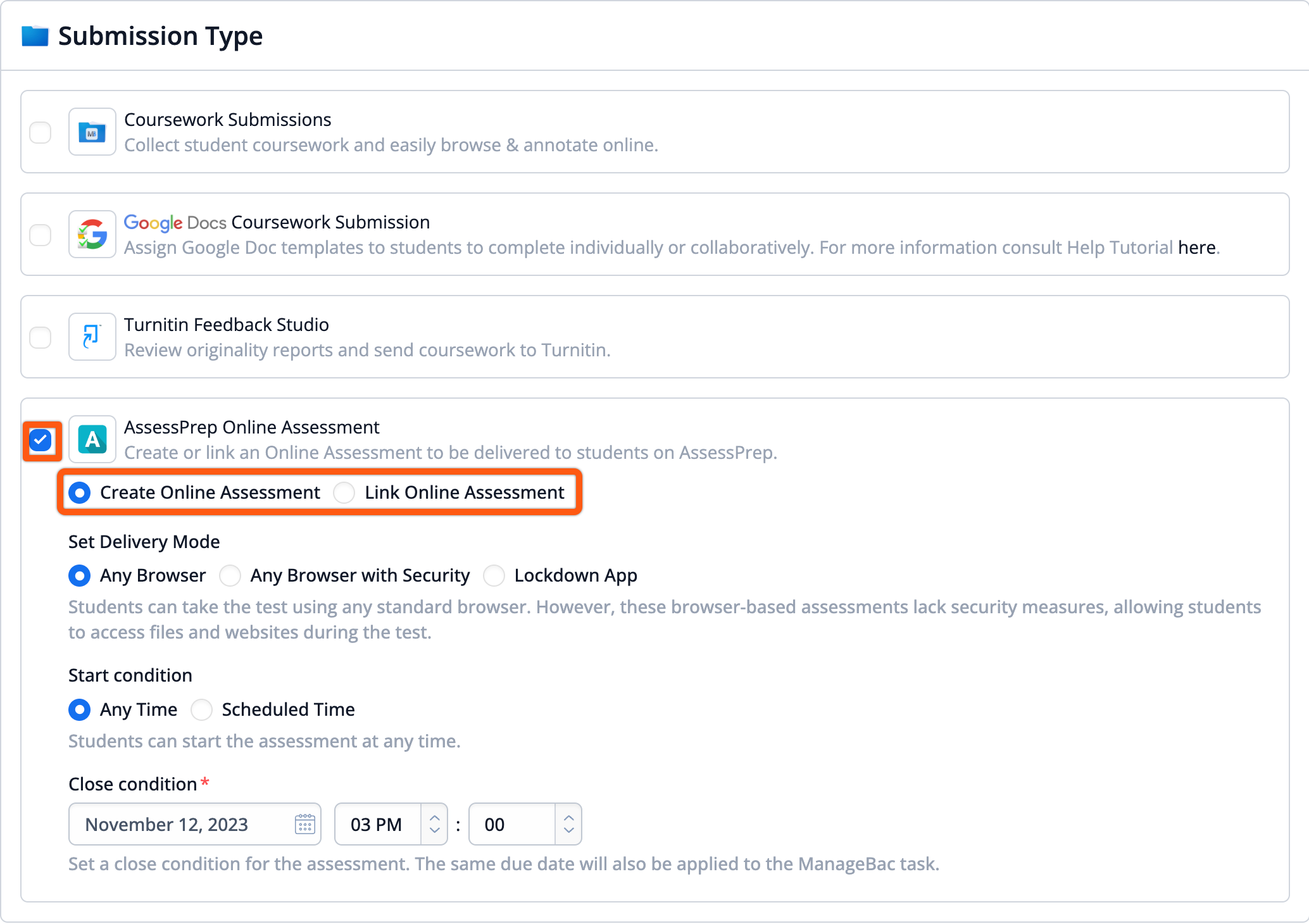 Creating an AssessPrep Online Assessment using a ManageBac+ Task ...