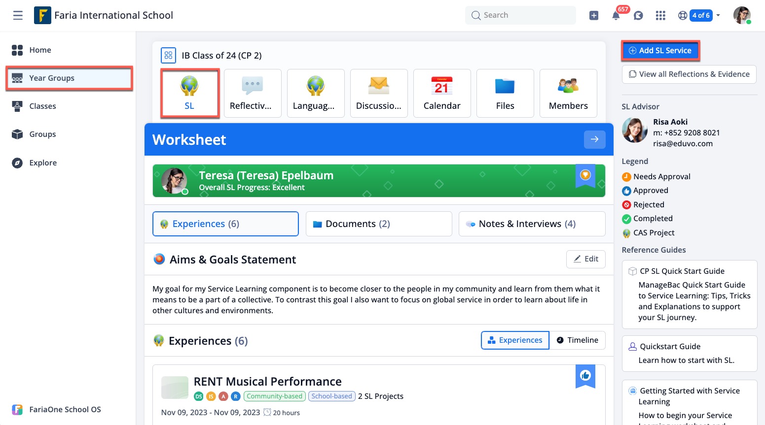 Adding SL Activities – ManageBac+ Help Centre