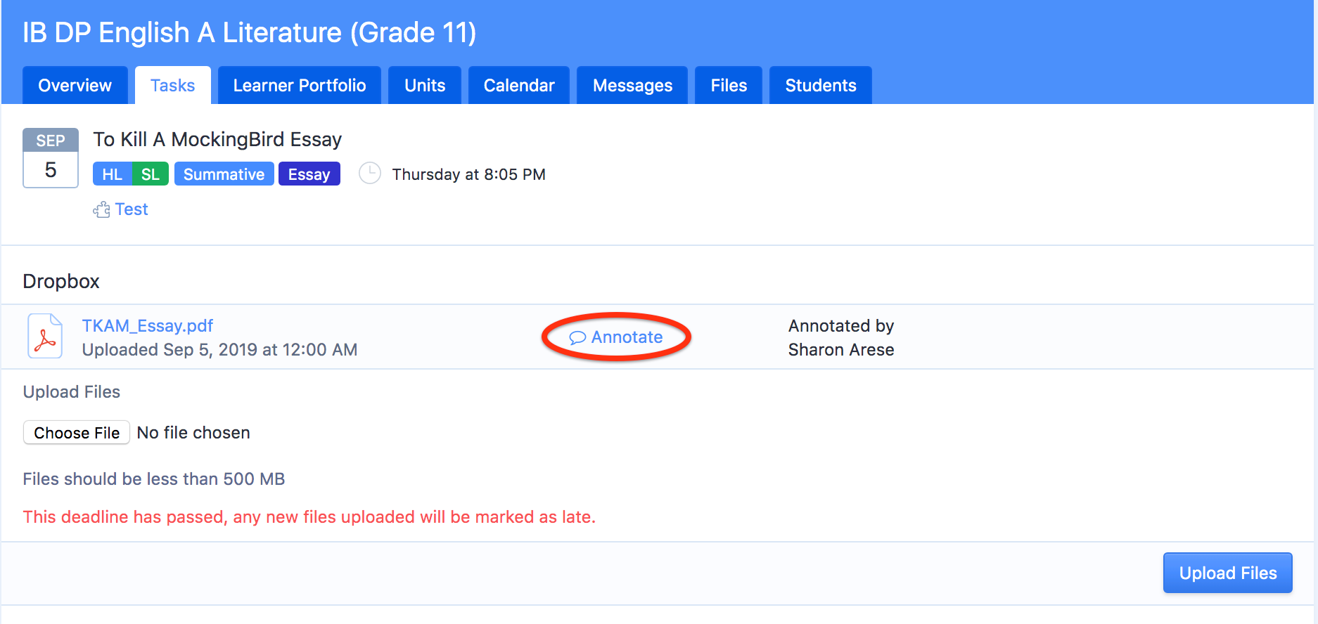 Annotating Student Work via Split-screen Gradebook – ManageBac