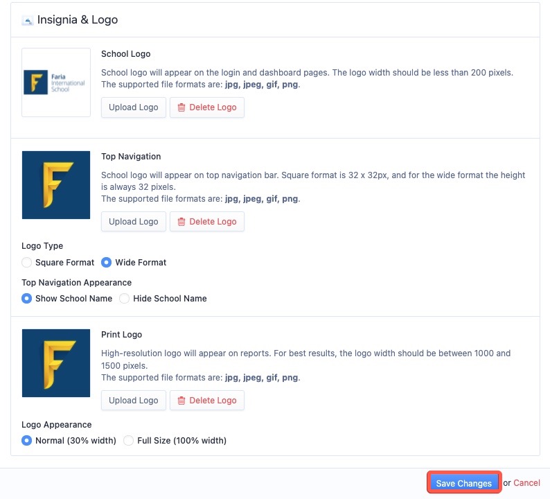 Configuring School General Settings (Languages, Academics, Year Levels ...