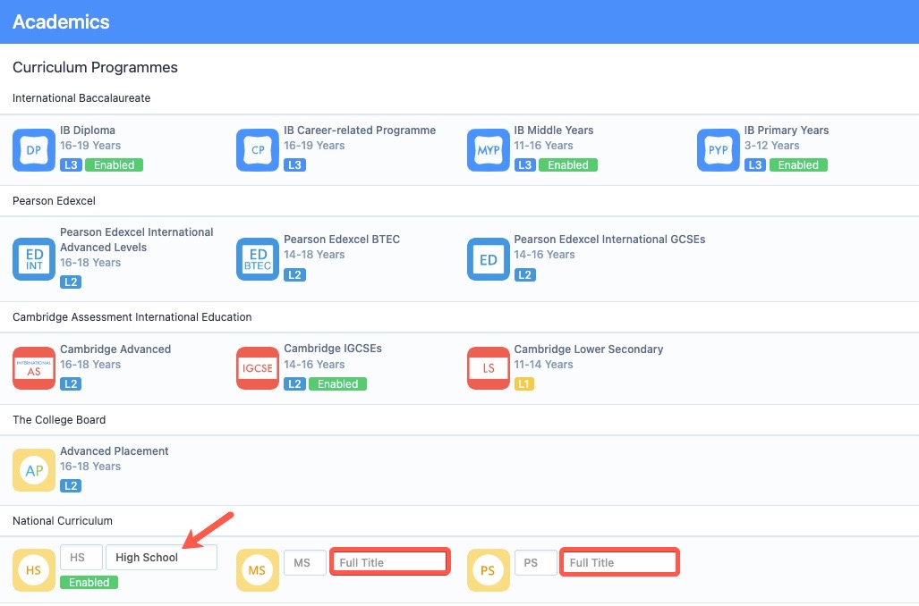 Configuring School General Settings (Languages, Academics, Year Levels ...