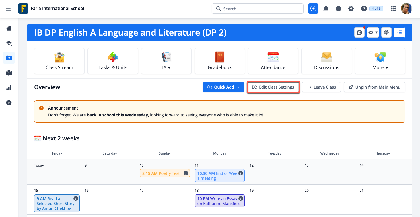 Archiving Classes – ManageBac+ Help Centre