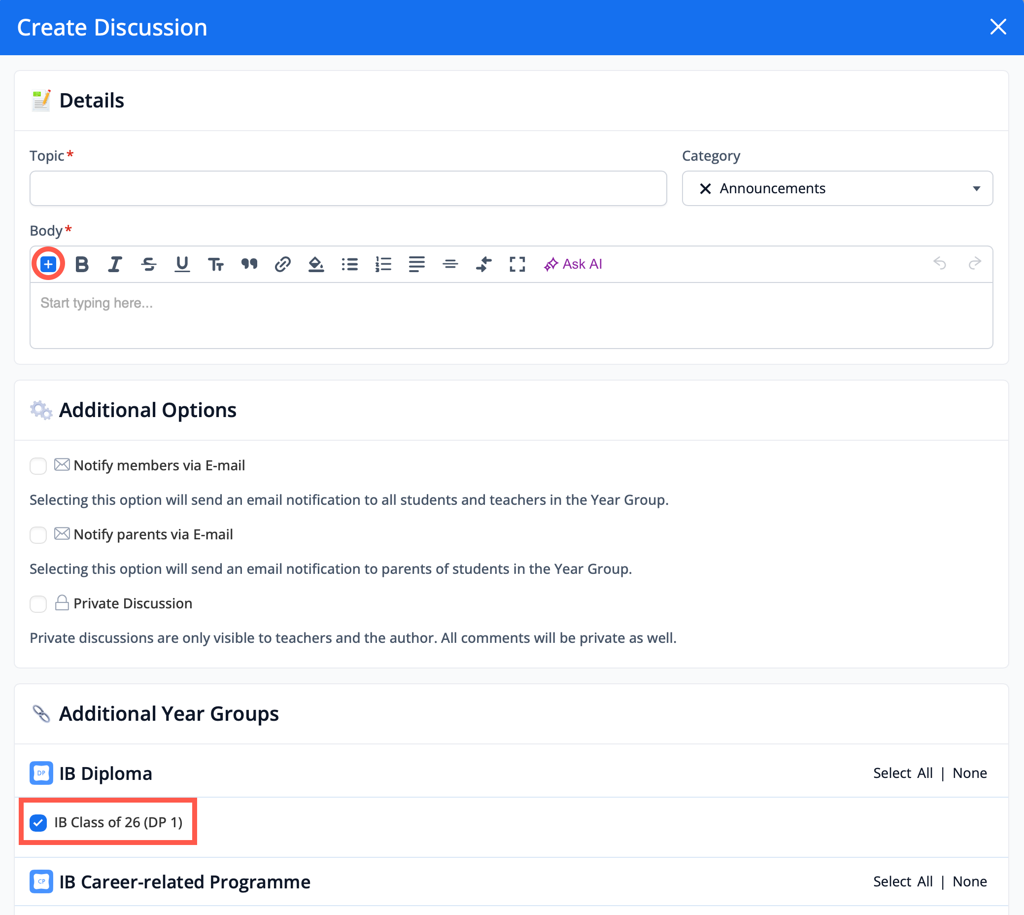 Creating Discussions & Messages for your School Community – ManageBac+ ...