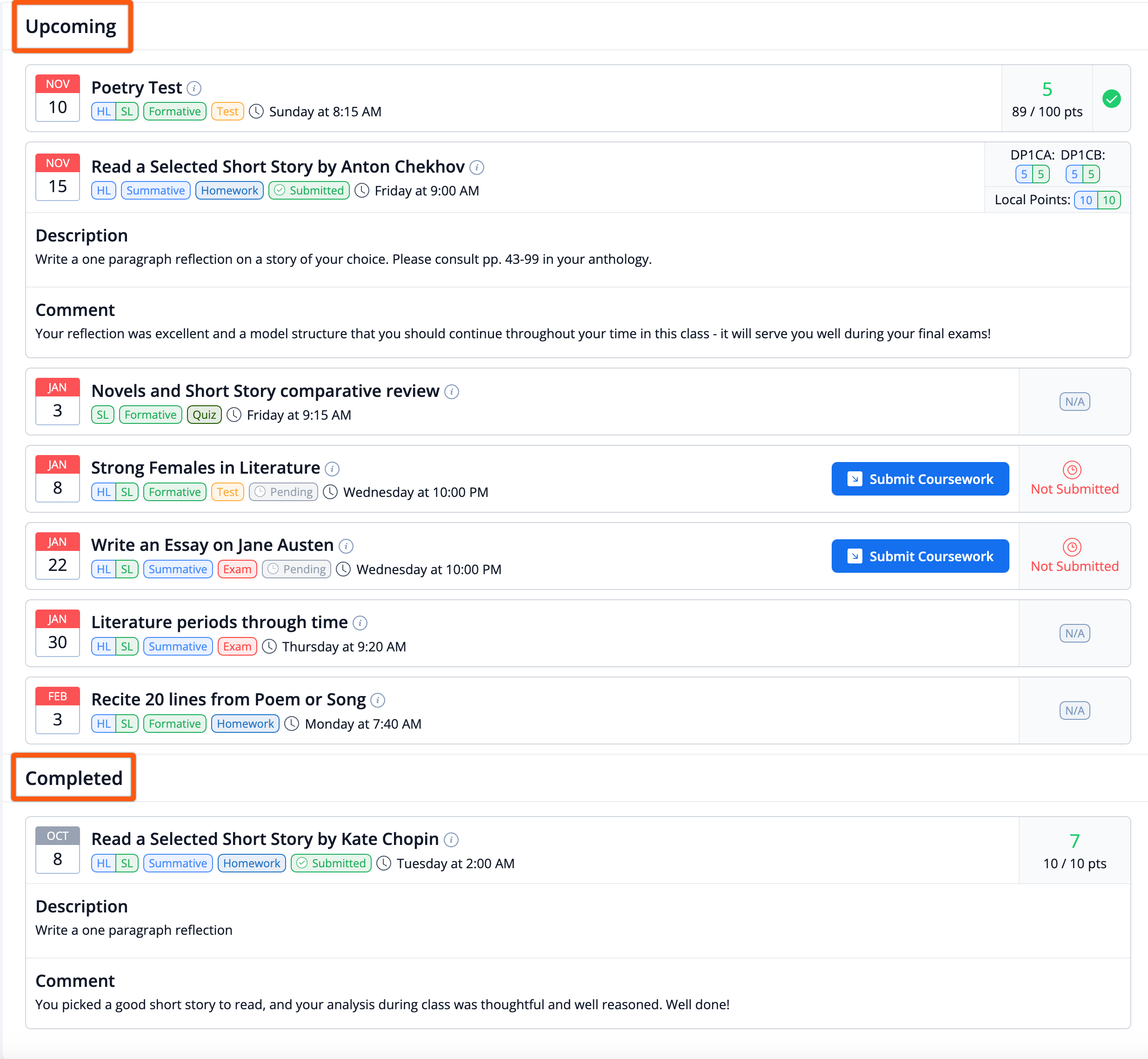 Viewing Task deadlines & Submitting Coursework – ManageBac+ Help Centre