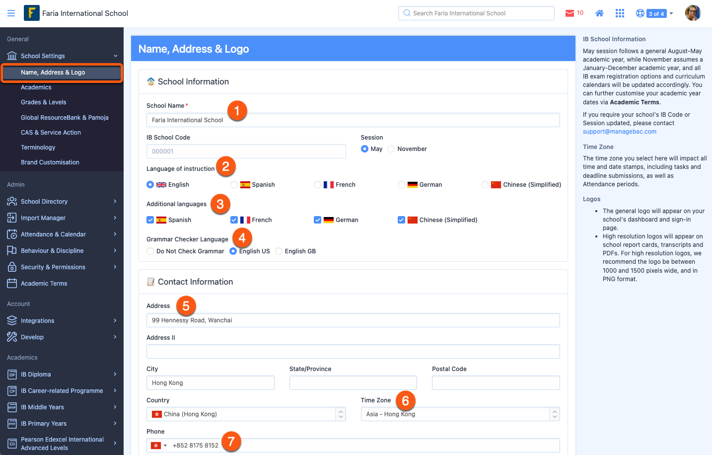 Configuring School General Settings (Languages, Academics, Year Levels, Terms) – ManageBac