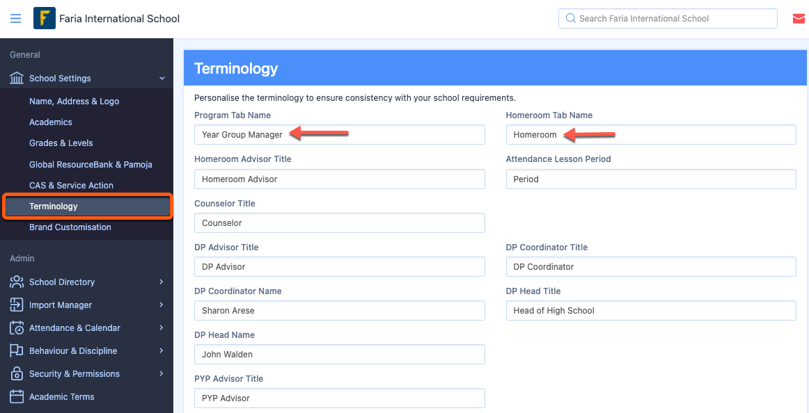 Configuring School General Settings (Languages, Academics, Year Levels, Terms) – ManageBac