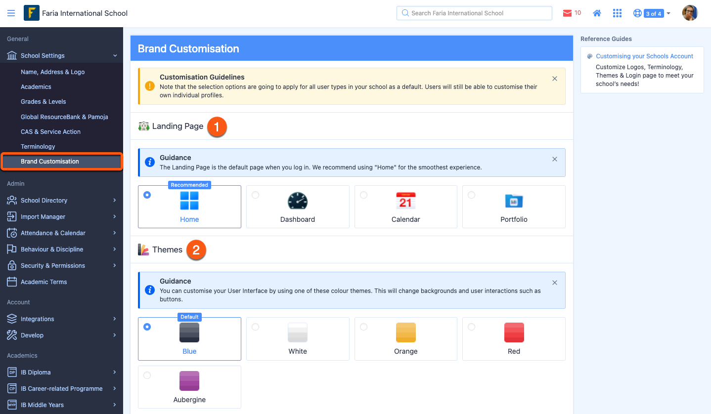 Configuring School General Settings (Languages, Academics, Year Levels, Terms) – ManageBac